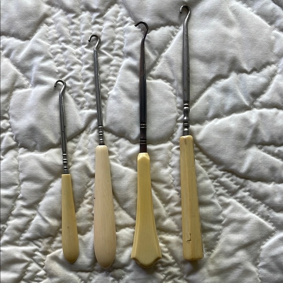 Accents | Vintage Victorian Shoe Button Hook Set In Cream And Silver ...